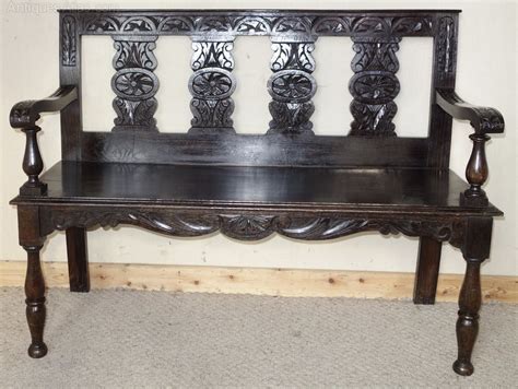 Victorian Carved Oak Hall Seat Bench Antiques Atlas