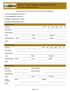 Fillable Online Septic Tank System Application Form Fax Email Print