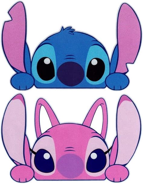 Funtaku 2pc Stitch Angel Peeking Cute Vinyl Decal Sticker For Car