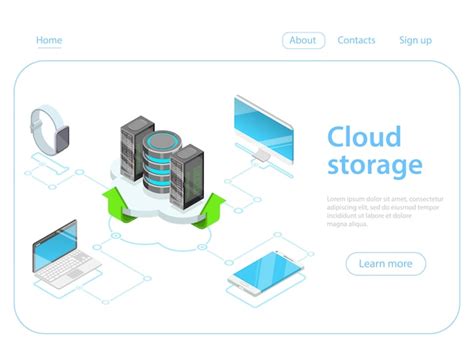 Premium Vector Cloud Storage Flat Isometric Vector Concept