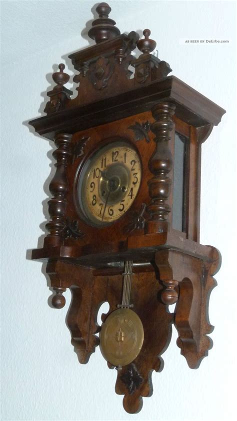 Gründerzeit Wanduhr Antik Holz Pendeluhr Regulator Uhr Ca 1900