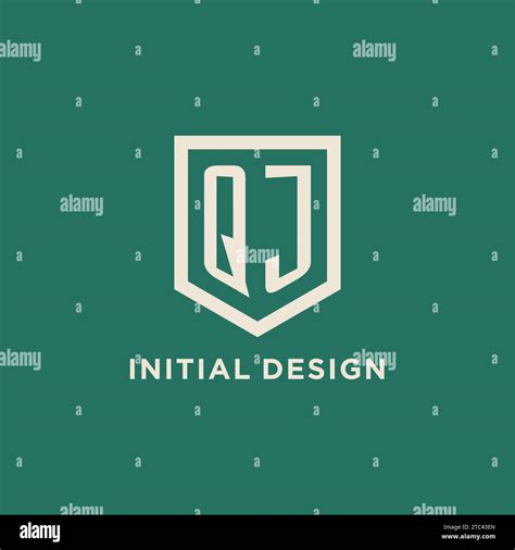 QJ Initial Logo Monogram Shield Geometric Shape Design Vector Graphic
