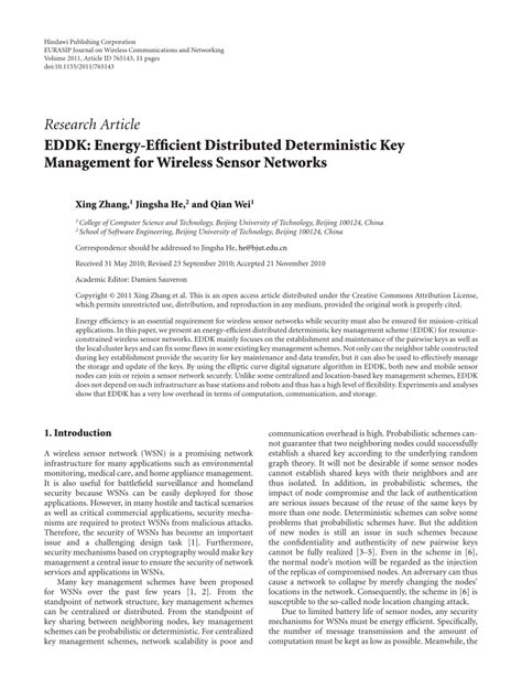 pdf eddk energy efficient distributed deterministic key management for wireless sensor networks