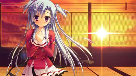 萌酱 Blue Hair Game Cg Haotone Tsubasa Hontani Kanae Kisaragi Gold Star Long Hair Purple Eyes