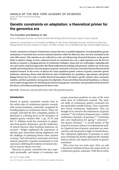 pdf genetic constraints on adaptation a theoretical primer for the genomics era genetic