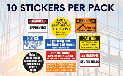 Amazon 10 Pack Of Funny Hard Hat Stickers These Vinyl Decals Are