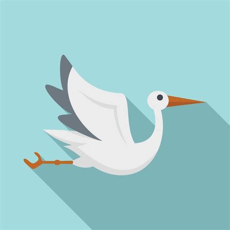 Premium Vector Stork Branch Icon Flat Vector Baby Stork Nest Bird