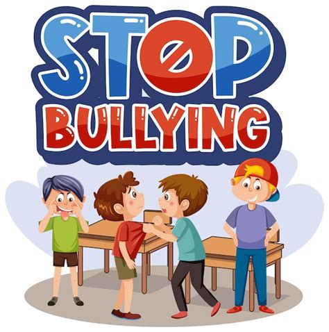 Premium Vector Stop Bullying Text With Cartoon Character