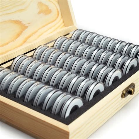 Estuche De Madera Con Caja De Almacenamiento Para Monedas 50 Piezas