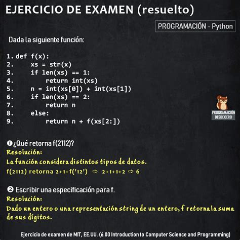 ejercicio de examen de mit resuelto funciones en python programación desde cero