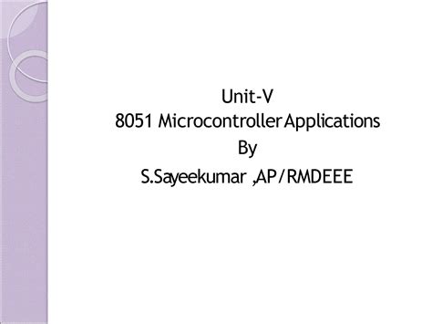 8051 microcontroller applications pptx