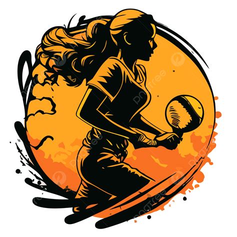 Softball Player Silhouette Vector Sticker Clipart Image Of Lady Girl