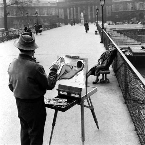 An Artist Idealizing His Model At The Pont Des Arts Paris 1953