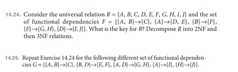 solved 14 24 consider the universal relation r {a b c
