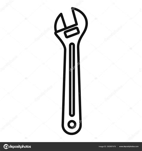 Icono De Llave Ajustable Del Coche Estilo Del Esquema Vector De Stock