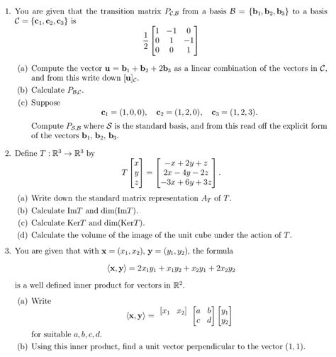 solved you are given that the transition matrix p c b from