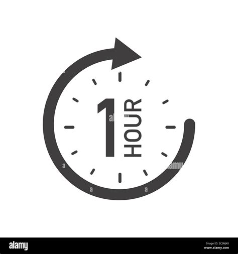 one hour round icon with arrow black and white vector symbol stock vector image and art alamy