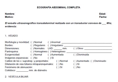 Formato Ecografía abdominal completa Joseph Guevara Hotmart