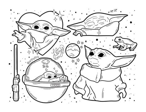 Coloriage Baby Yoda à imprimer sur Wonder day