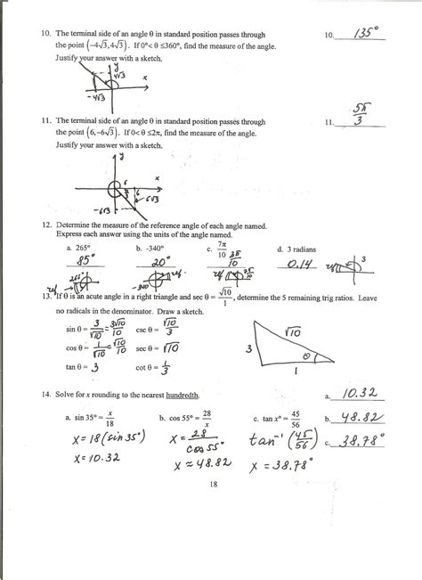 Inverse Trigonometric Ratios Worksheet Answers