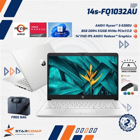 Jual HP 14s FQ1032AU Ryzen 3 5300U 8GB 512GB 14 FHD IPS W11 OHS