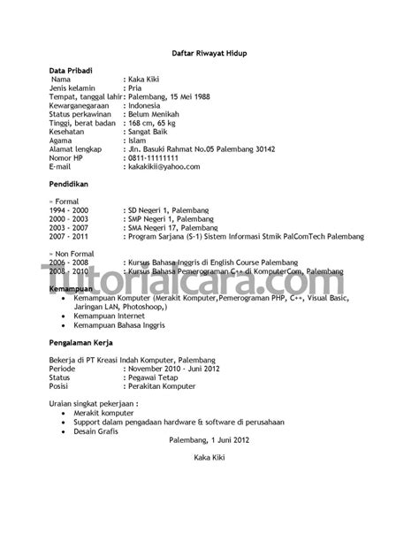Format Contoh Daftar Riwayat Hidup Lamaran Kerja Lengkap Terupdate