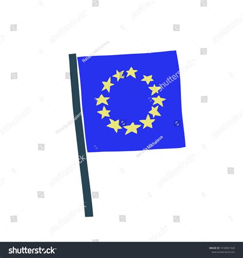 Hand Drawn Cartoon European Union Flag Isolated Royalty Free Stock