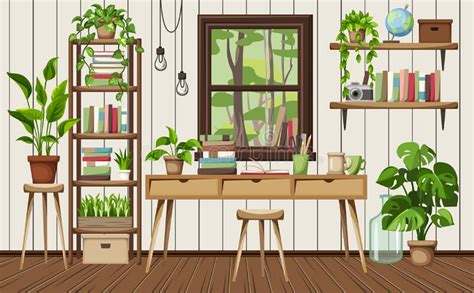 Diseño Interior De Las Habitaciones Rurales Ilustración Vectorial De