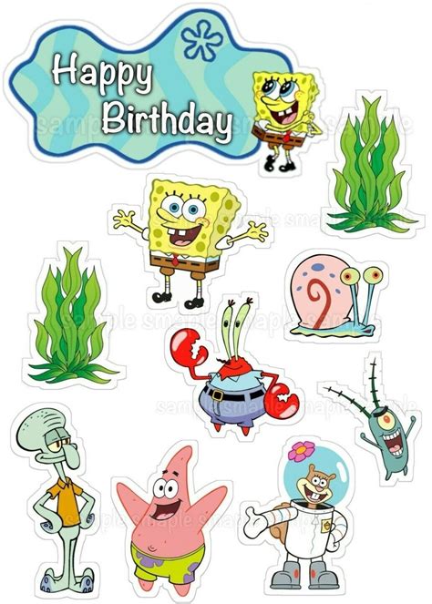 Sponge Bob Edible Cake Topper Wafer Icing Birthday Party Deko Neu Gift