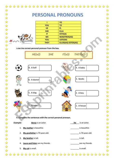 PERSONAL PRONOUNS ESL Worksheet By Rakkell