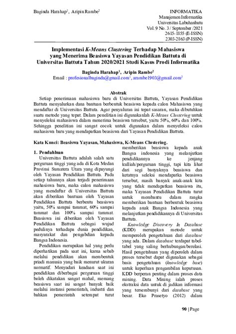 pdf implementasi k means clustering terhadap mahasiswa yang menerima beasiswa yayasan