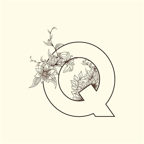 Premium Vector Floral Letter Line Art Alphabet Design Illustration