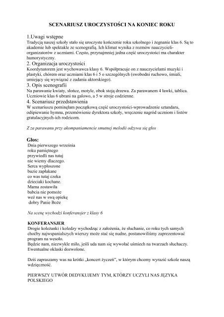 Patois Küste Offenlegen scenariusz na zakończenie roku szkolnego klasa