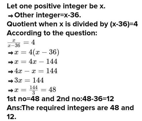 the difference between two positive integers 36 the integer are in the ratio 4 3 these integers