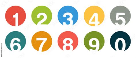Collection of isolated round number icons for 0 9 เวกเตอรสตอก