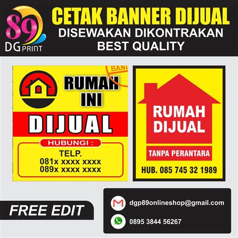 Jual Cetak Banner Spanduk Rumah Dijual Disewakan Dikontrakan Shopee
