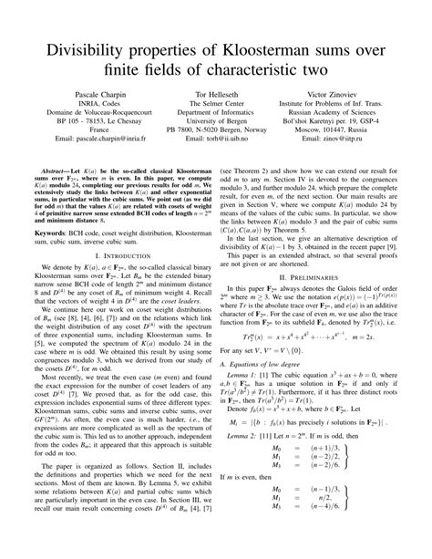 pdf divisibility properties of kloosterman sums over finite fields of characteristic two