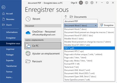 Enregistrer Des Documents Au Format PDF Microsoft Word 365