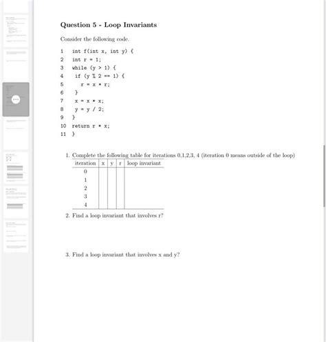 solved question 5 loop invariants consider the following