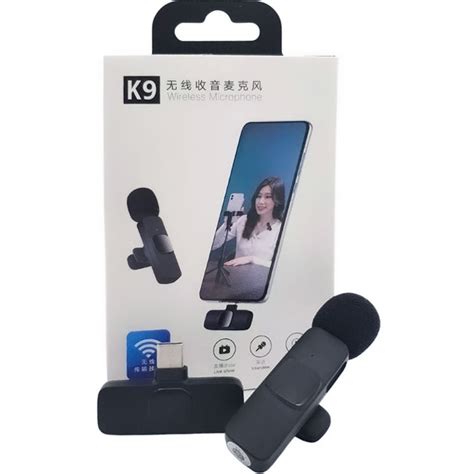 Microfone Condensador De Lapela Wireless Sem Fio 2 4Ghz K9 Tipo C