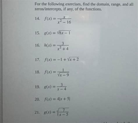 solved for the following exercises find the domain range