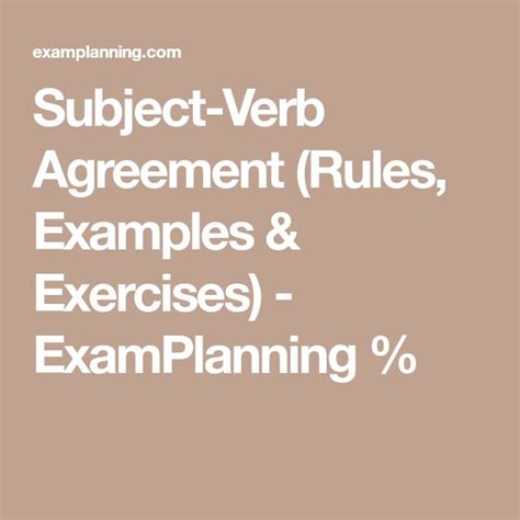 Subject Verb Agreement Rules Examples And Exercises Examplanning