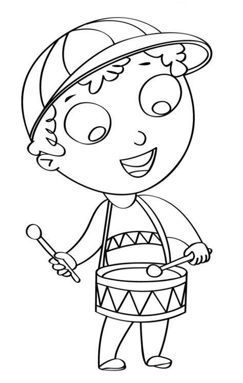Disegno Per Bambini Da Colorare Gratis Bambino Tamburo Banda Musica