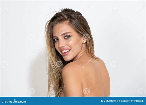 Beautiful Woman With Naked Shoulder Isolated On White Sensual Beauty