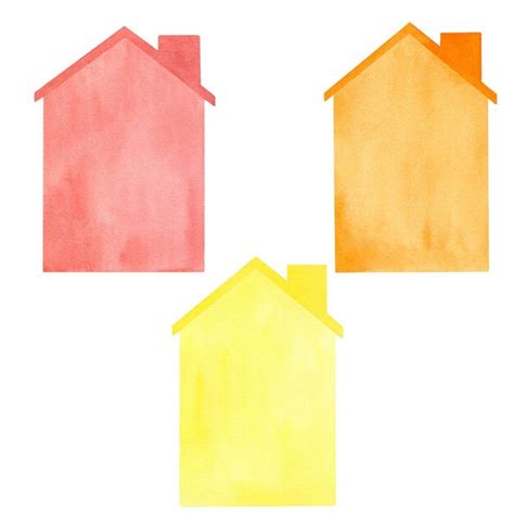 Un Conjunto De Ilustraciones En Acuarela De Casas Con Techos Y