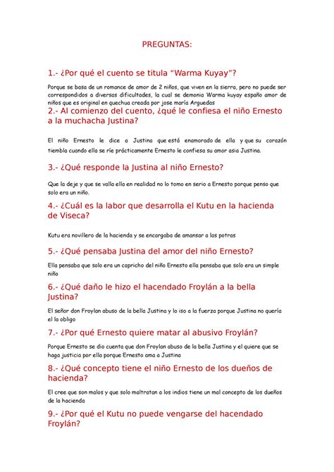 Preguntas comu 31 de mayo 2023 PREGUNTAS 1 Por qué el cuento se