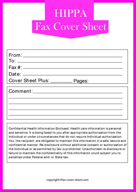 HIPAA Fax Cover Sheet Templates Printable In PDF Format