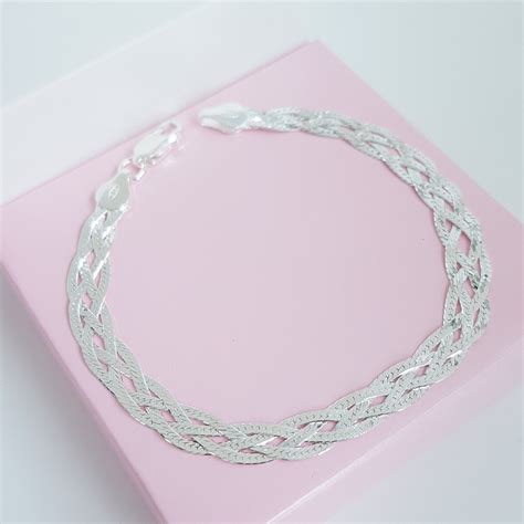 Pulseira 19cm Trançada 4 Fios 1 3mm cada em Prata Rosa Claro Acess