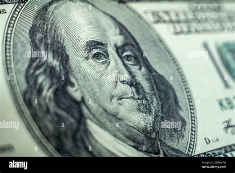 Benjamin Franklin Face On Us One Hundred Dollar Bill Macro United