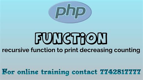 Recursive Function In PHP In Hindi Print Decreasing Counting YouTube